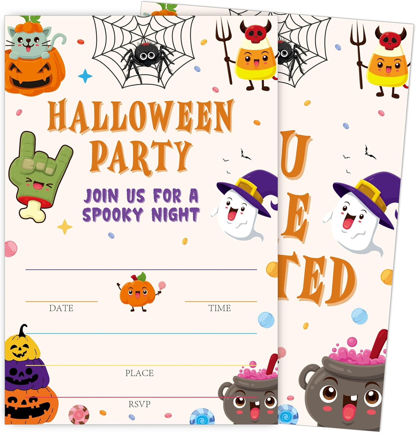 Cute Halloween Party Invitations, Funny Ghost Pumpkin Halloween ...
