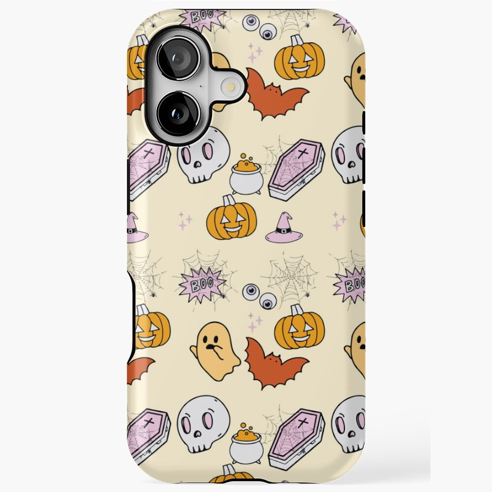 Cute Halloween Pattern Pumpkins Ghosts Cartoon iPhone Case 11 to 17 Pro ...