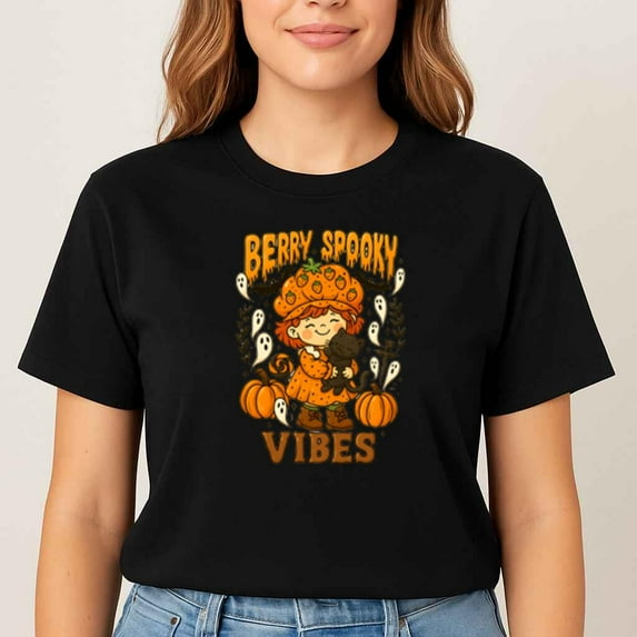 Cute Halloween Witch Girl Black Cat Pumpkin Graphic For Unisex T-Shirt ...