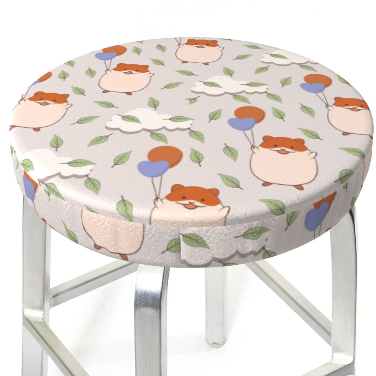 Cute Hamster Balloon Leaves Bar Stool Covers - Stretch Round Seat ...