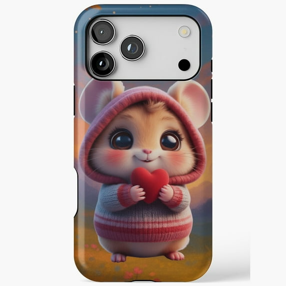 Cute Hamster Holding Red Heart Cozy Hoodie Art Phone Case for iPhone 11 ...