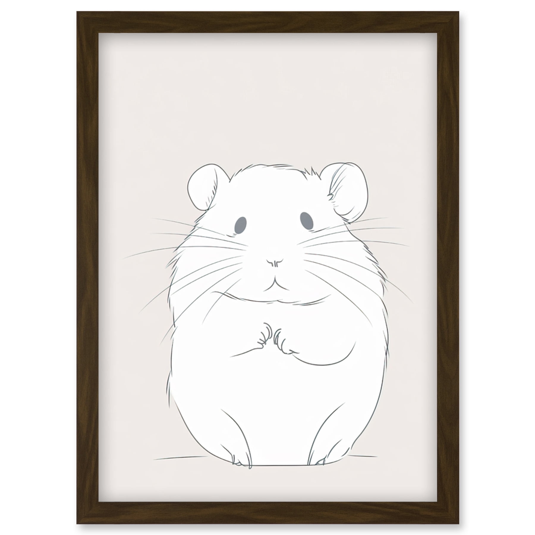 Cute Hamster Portrait Simple Illustration Artwork Framed Wall Art Print ...