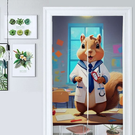 Cute Hamster School Uniform Door Curtain Nordic Living Room DoorCurtain ...