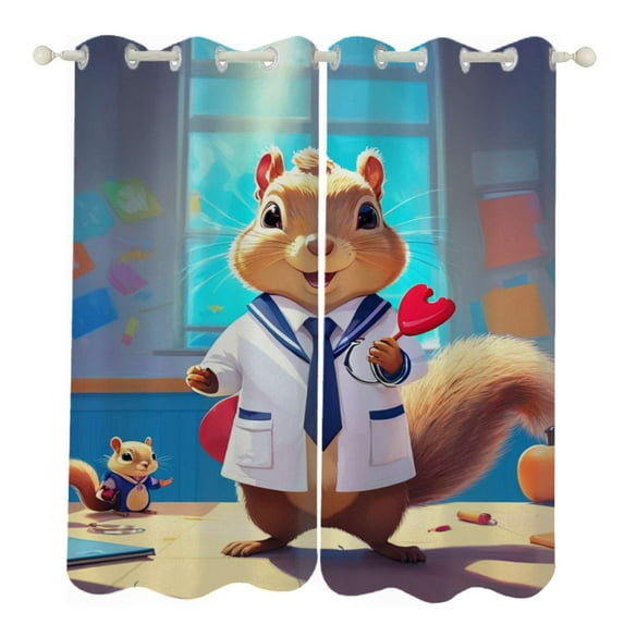 Cute Hamster School Uniform Sunshade Curtains Home Bedroom Living Room ...