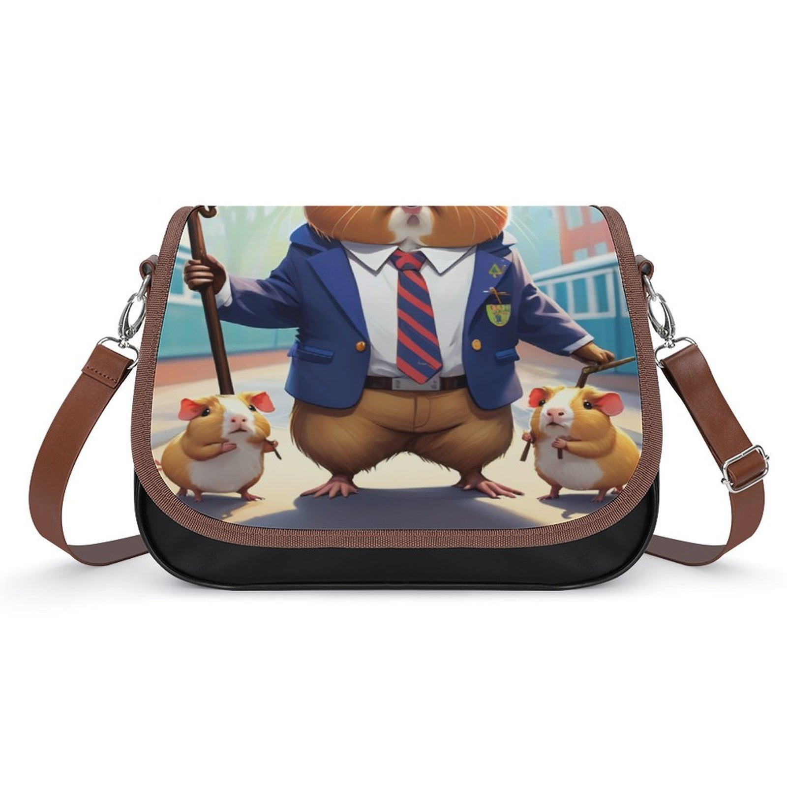 Cute Hamster School Uniform Vintage Crossbody Bag For Women Medium Leather Hobo Bags Shoulder ...