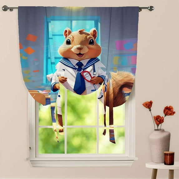 Cute Hamster School Uniform Window Curtain for Living Room Roman ...