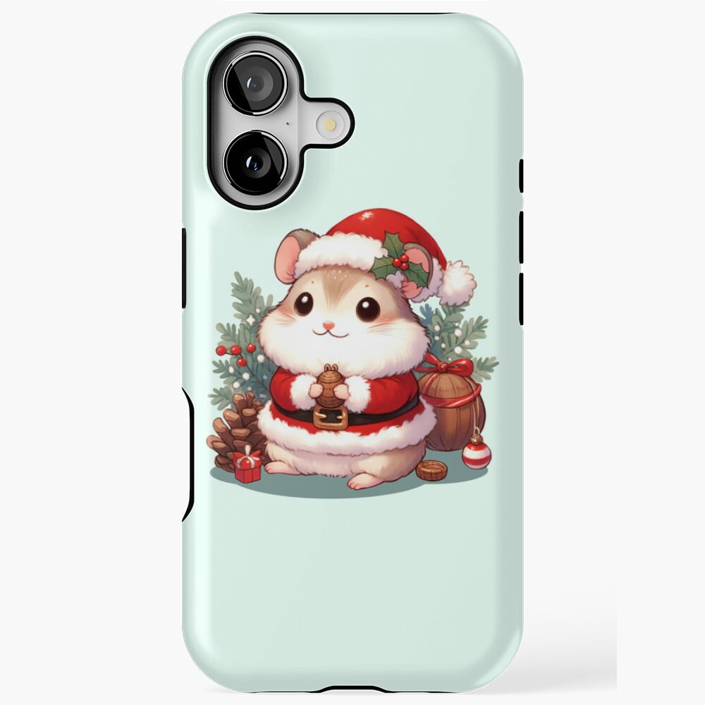 Cute Hamster with Festive Hat Holiday Phone Case 17 16 15 14 13 12 11 ...