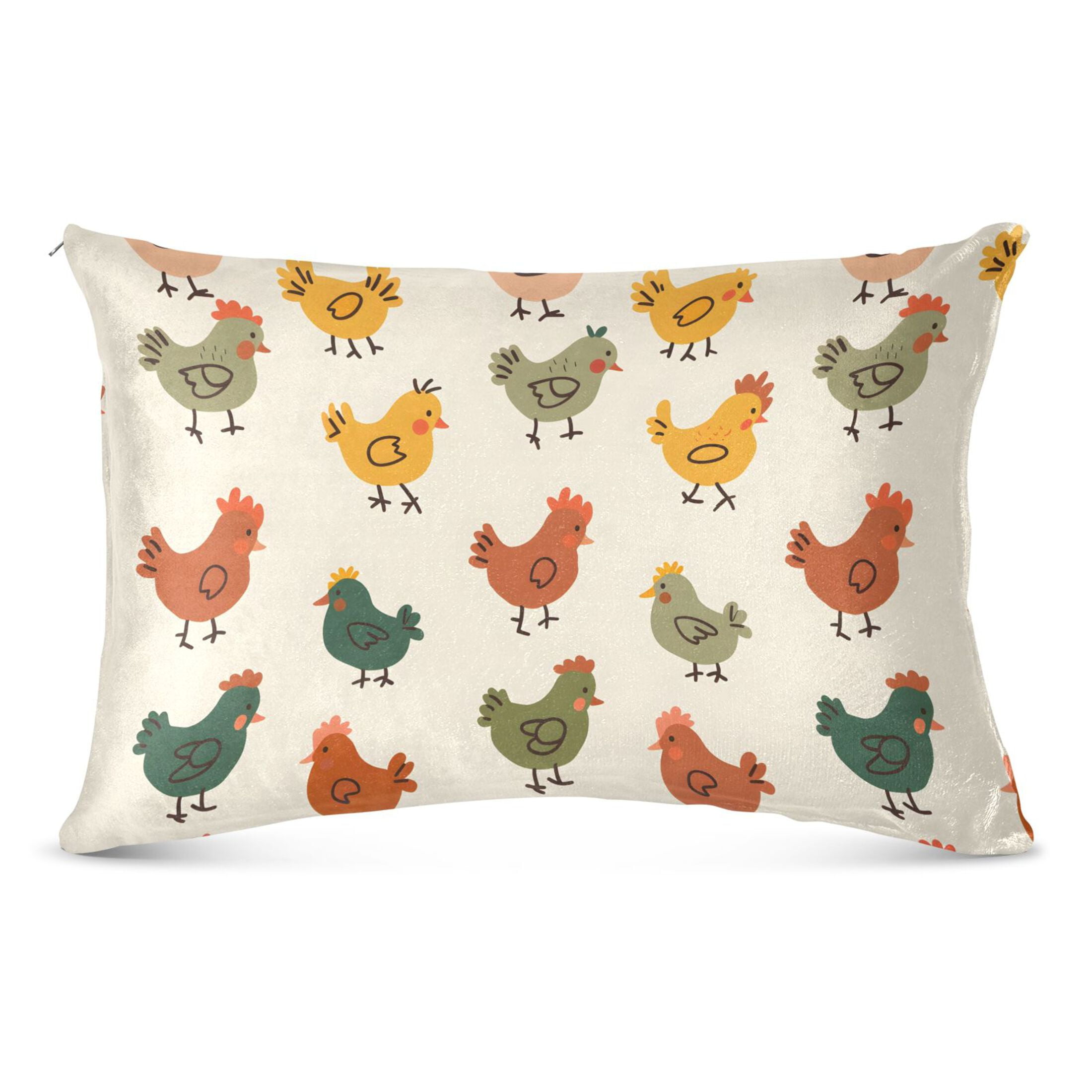 Cute Hand Drawn Chicken Plush Pillow Cases Queen Size Ultra Soft Warm ...