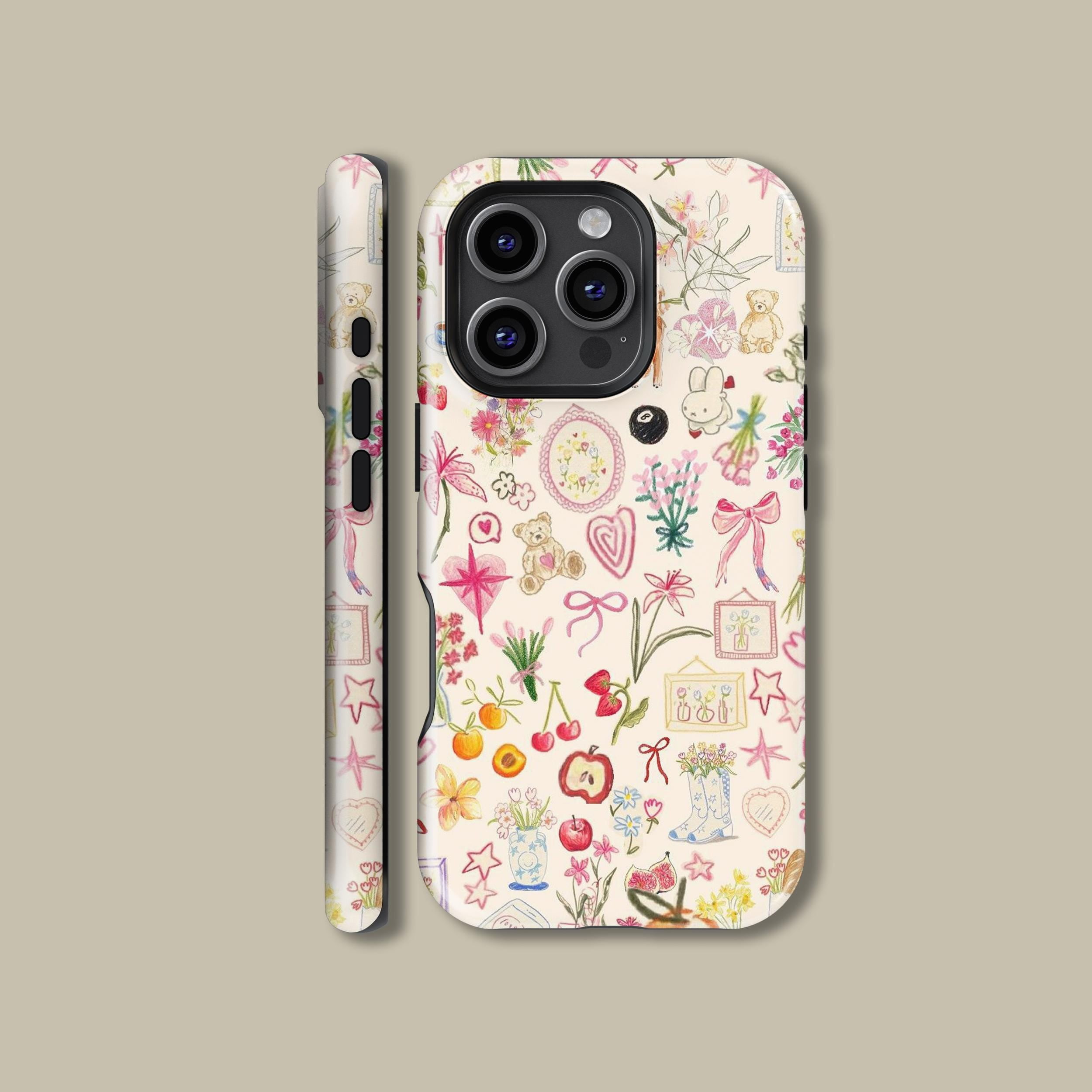 Cute Hand Drawn Floral Animal Case for iPhone Samsung Girly - Walmart.com
