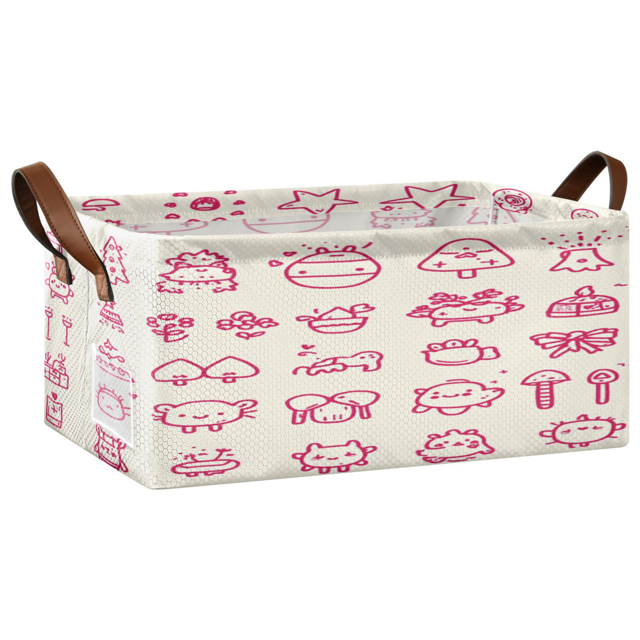 Cute Hand Drawn Pattern Open Home Storage Bins Foldable Metal Frame ...