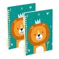 Cute Hand Paint Lion Teal Background Notebook Detachable Coil Notebook ...