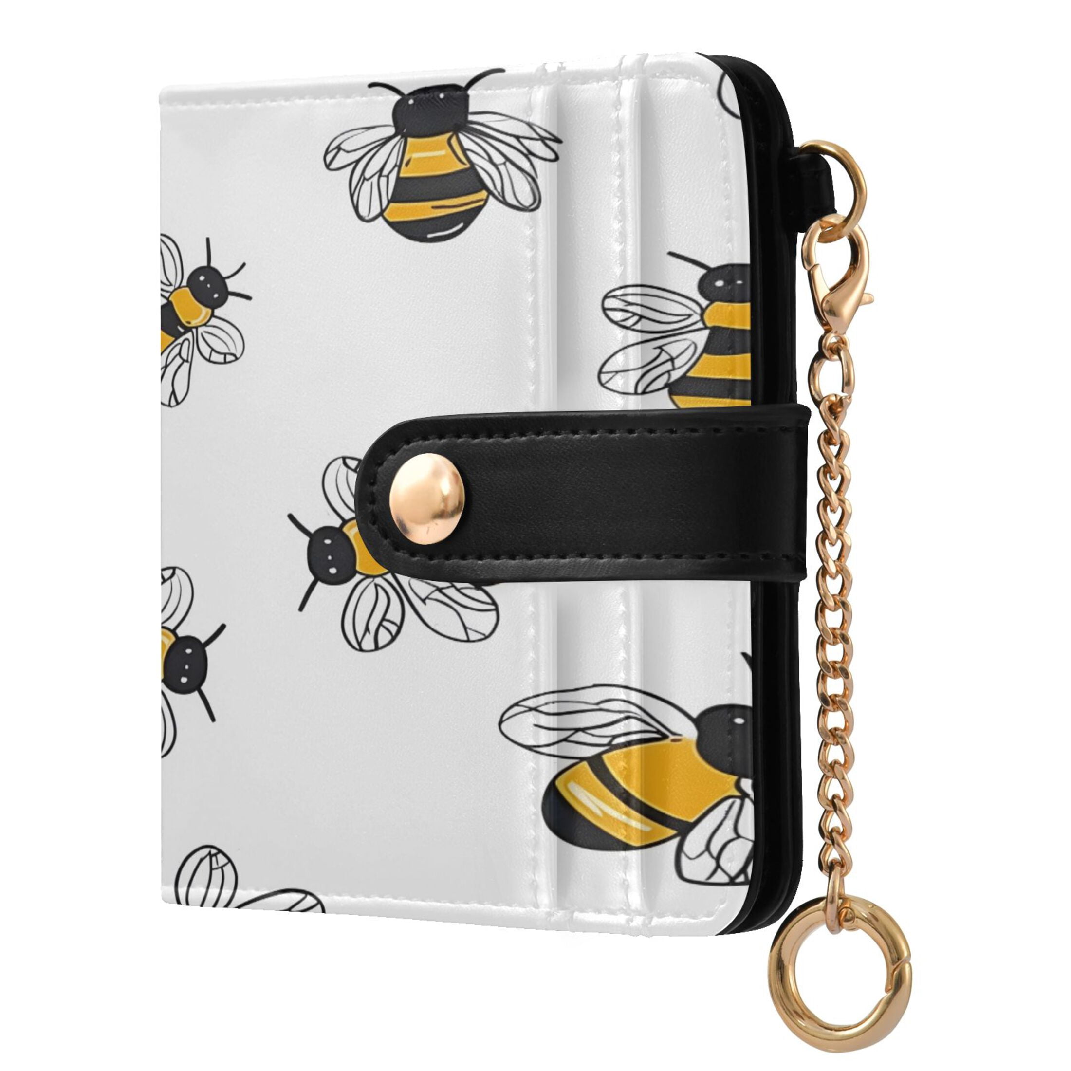 Cute Hand Painted Bees Women's Wallet PU Leather Card Cases RFID ...