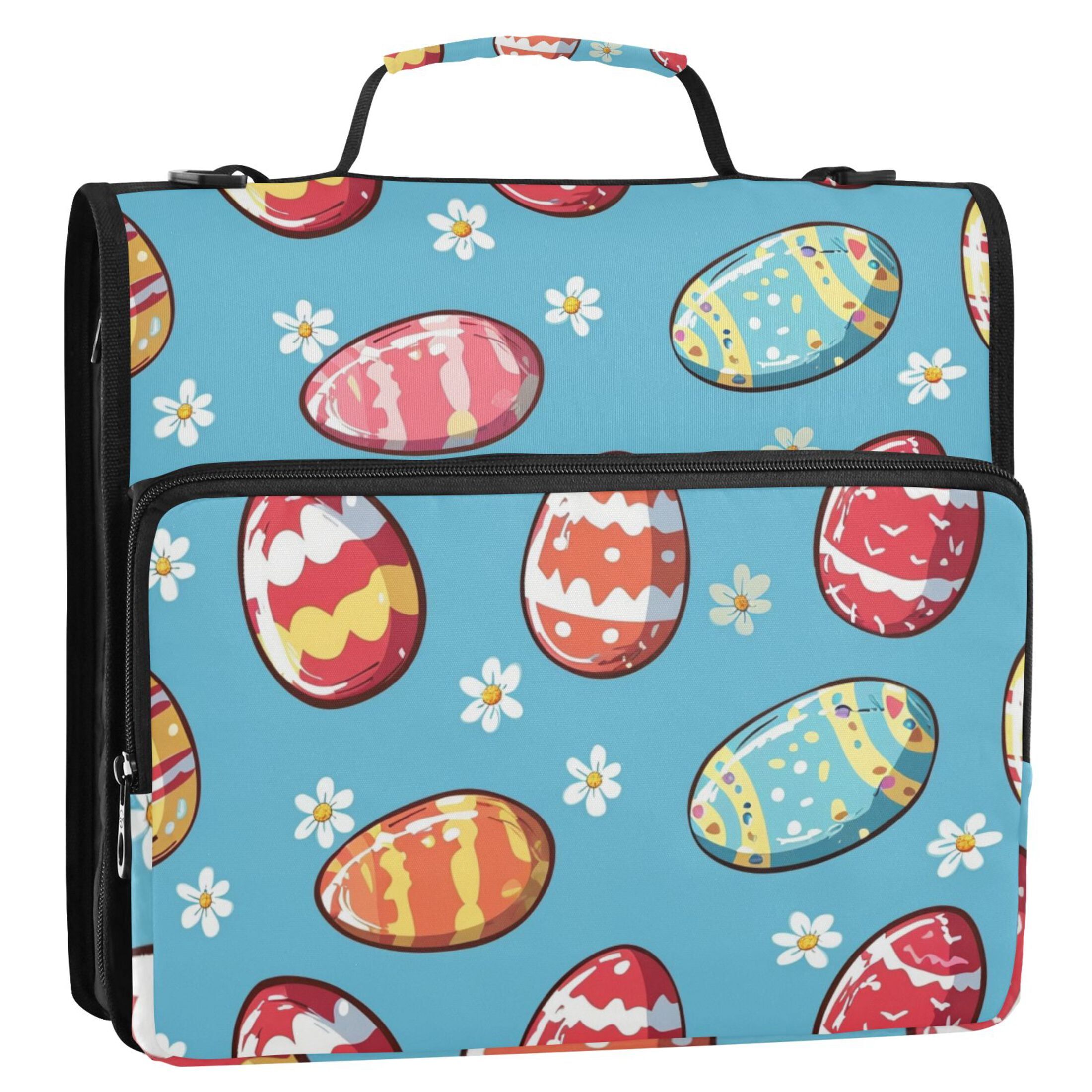 Cute Hand Painted Easter Eggs Binder Bag with Shoulder Strap 3 Ring ...