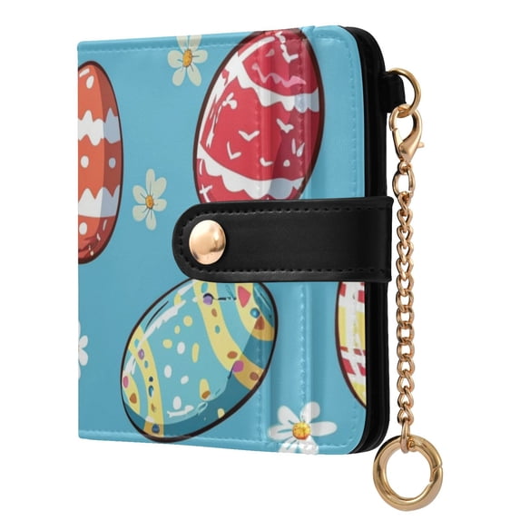 Cute Hand Painted Easter Eggs Women's Wallet PU Leather Card Cases RFID ...