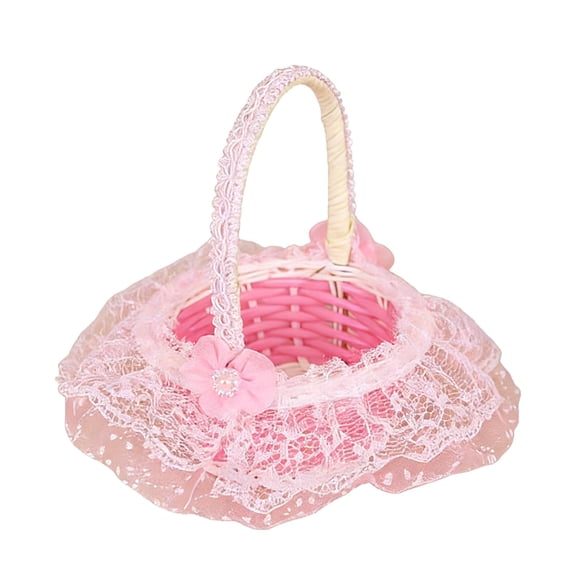 Cute Handheld Rattan-Style Woven Storage Basket with Festive Skirt ...