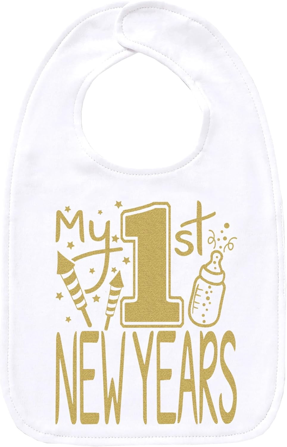 Cute Handmade Holiday Baby 1st New Year Bibs - Infant Boy Girl Gold ...