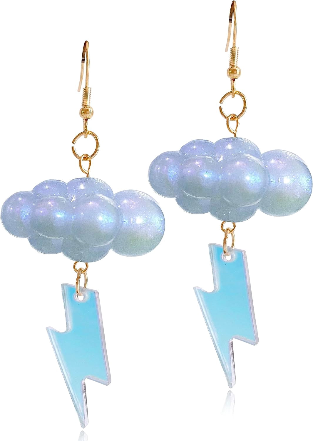 Cute Handmade Sparkly Large 3D Resin Cloud Lightning Weather Dangle ...