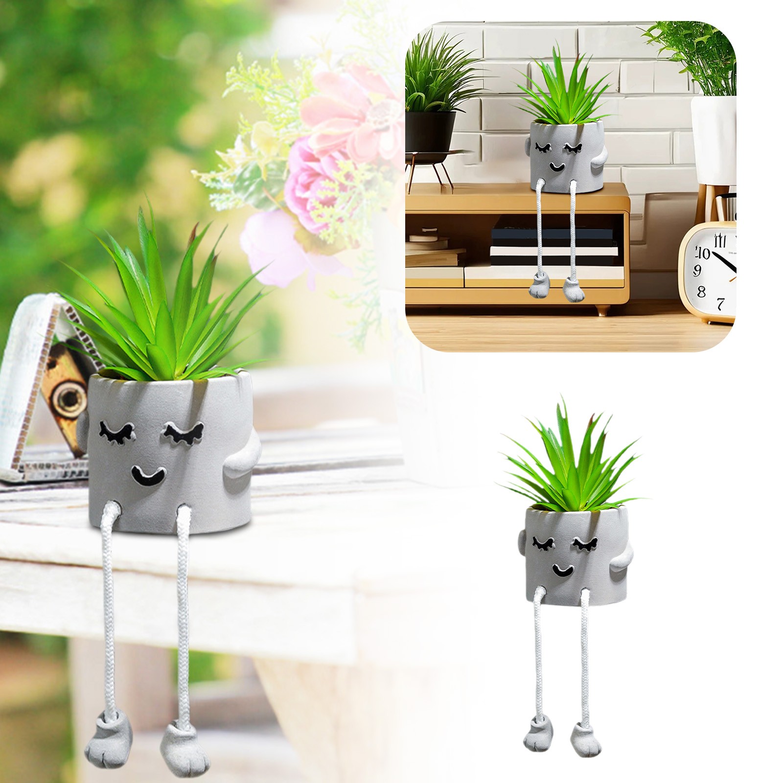 Cute Hanging Leg Doll Artificial Plant Pot Ornament, Adorable Home ...