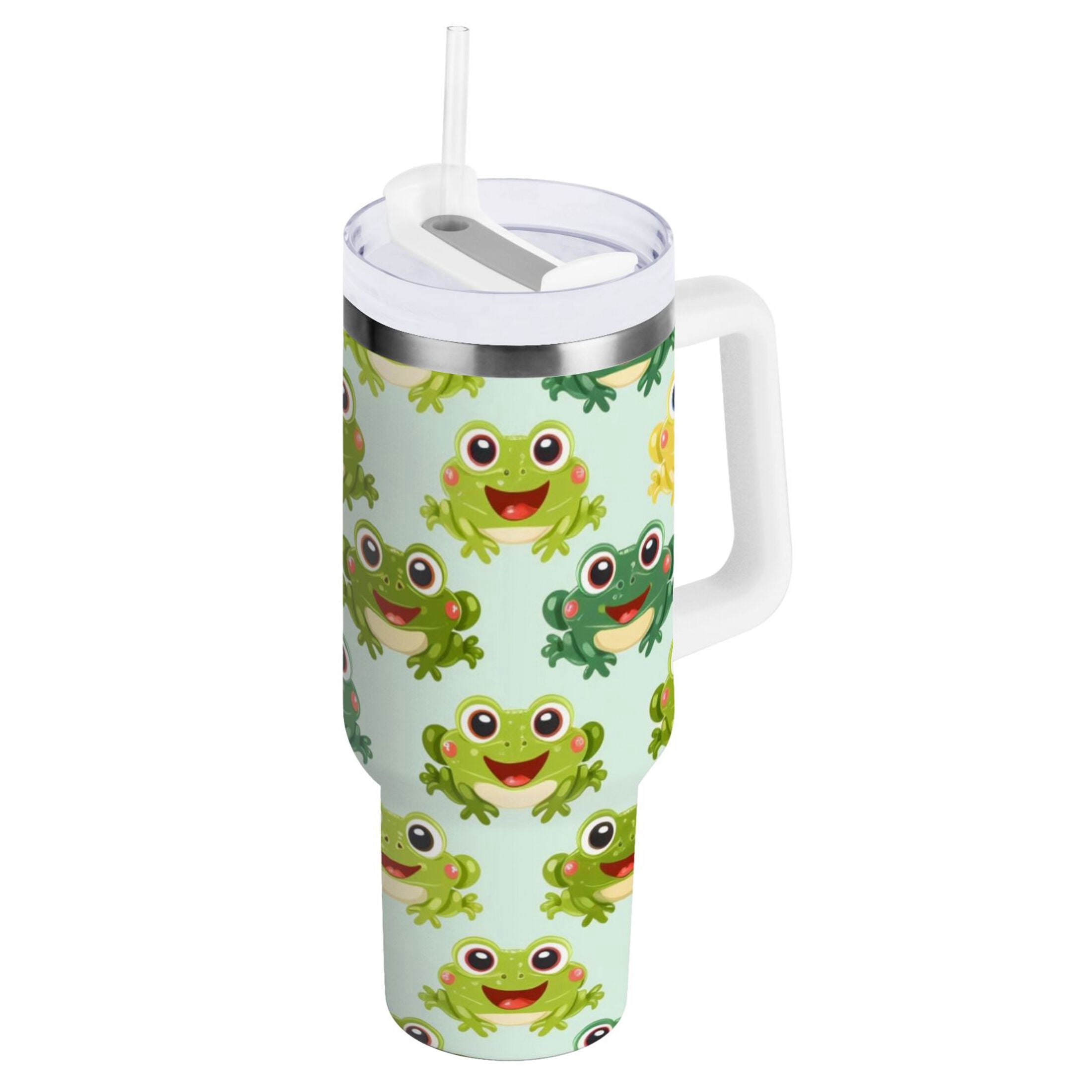 Cute Happy Frogs 40 oz Tumbler with Handle and Straw Lid Vacuum ...
