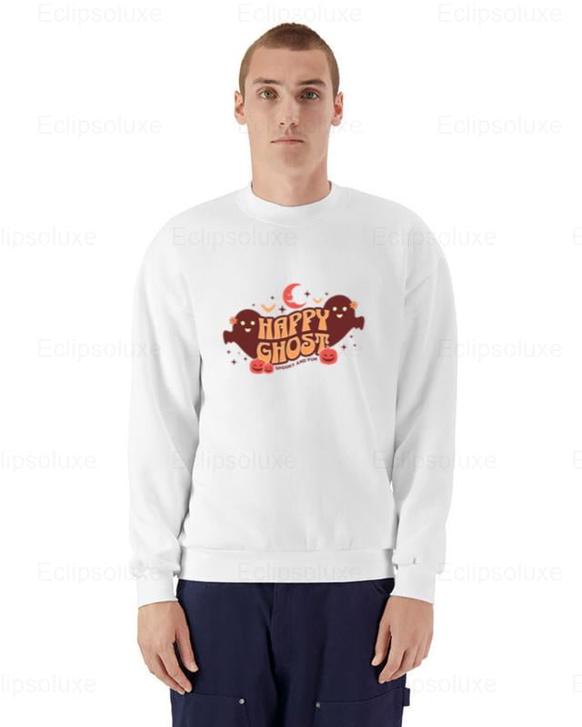 Cute Happy Ghost Sweatshirt Fun Halloween Spirit Boo Graphic Style Now ...