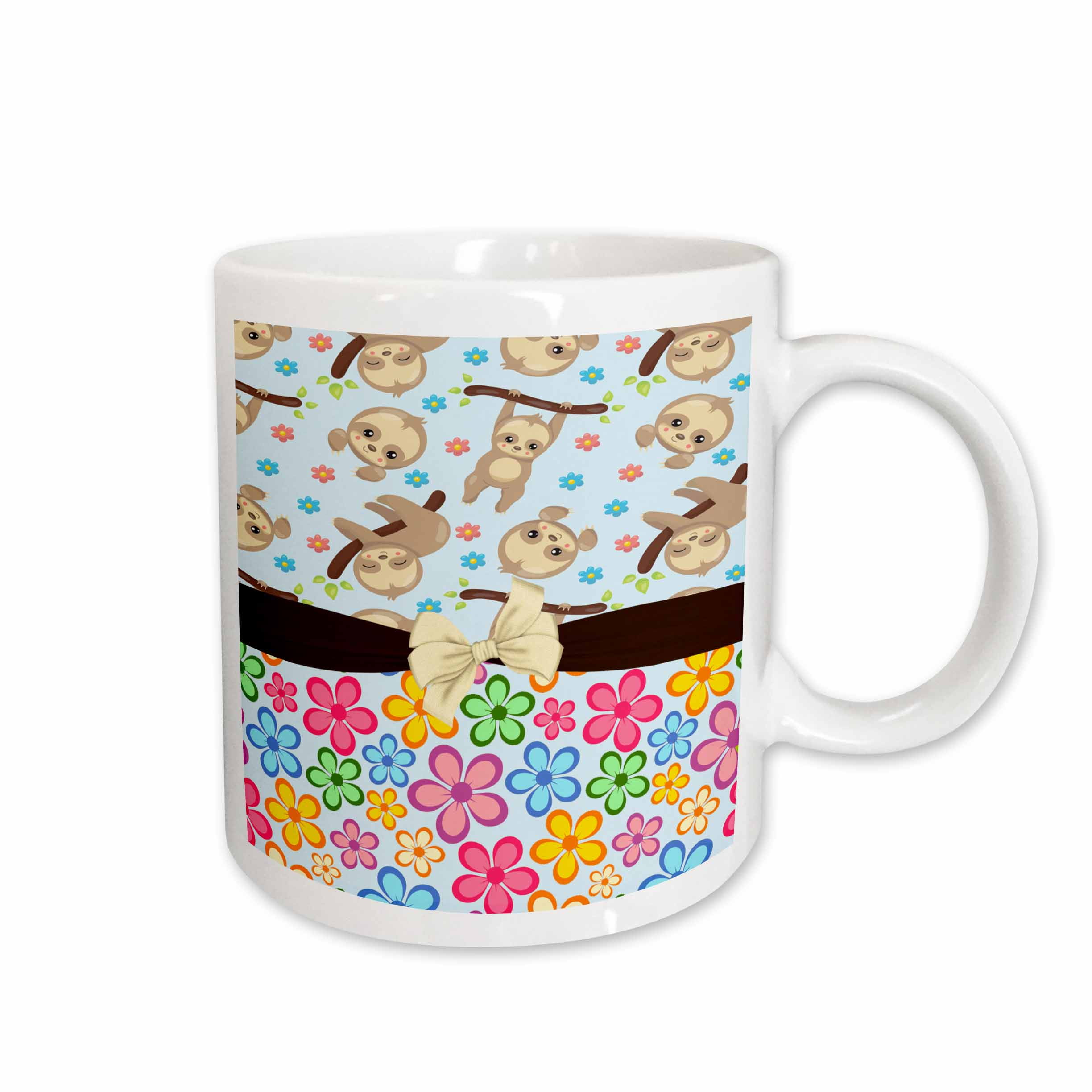3drose, Cute Happy Hanging Sloths Over Colorful Flowers with Digital ...