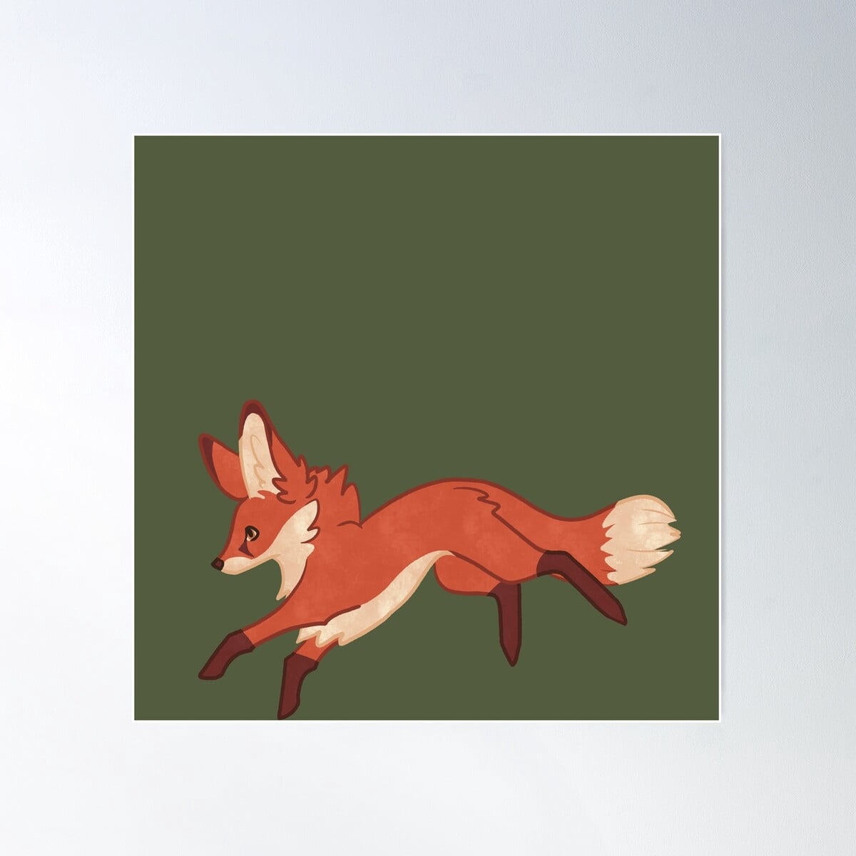Cute Happy Jumping Fox Poster Wall Art, Modern Wall Decor For Living ...