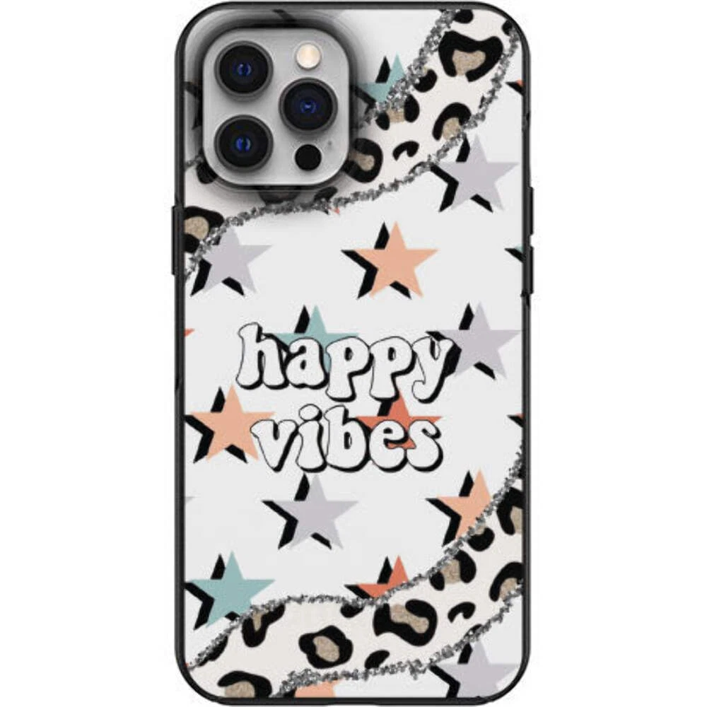 Cute "Happy Vibes" Cheetah Fur Print with Stars Phone Case with iPhone ...