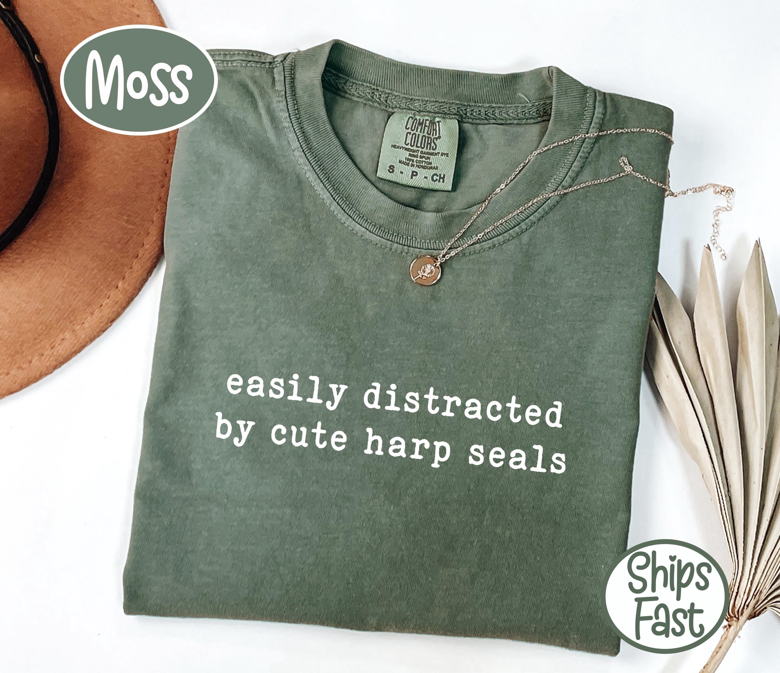 Cute Harp Seal Easily Distracted Wildlife Tee Comfort Colors Soft ...