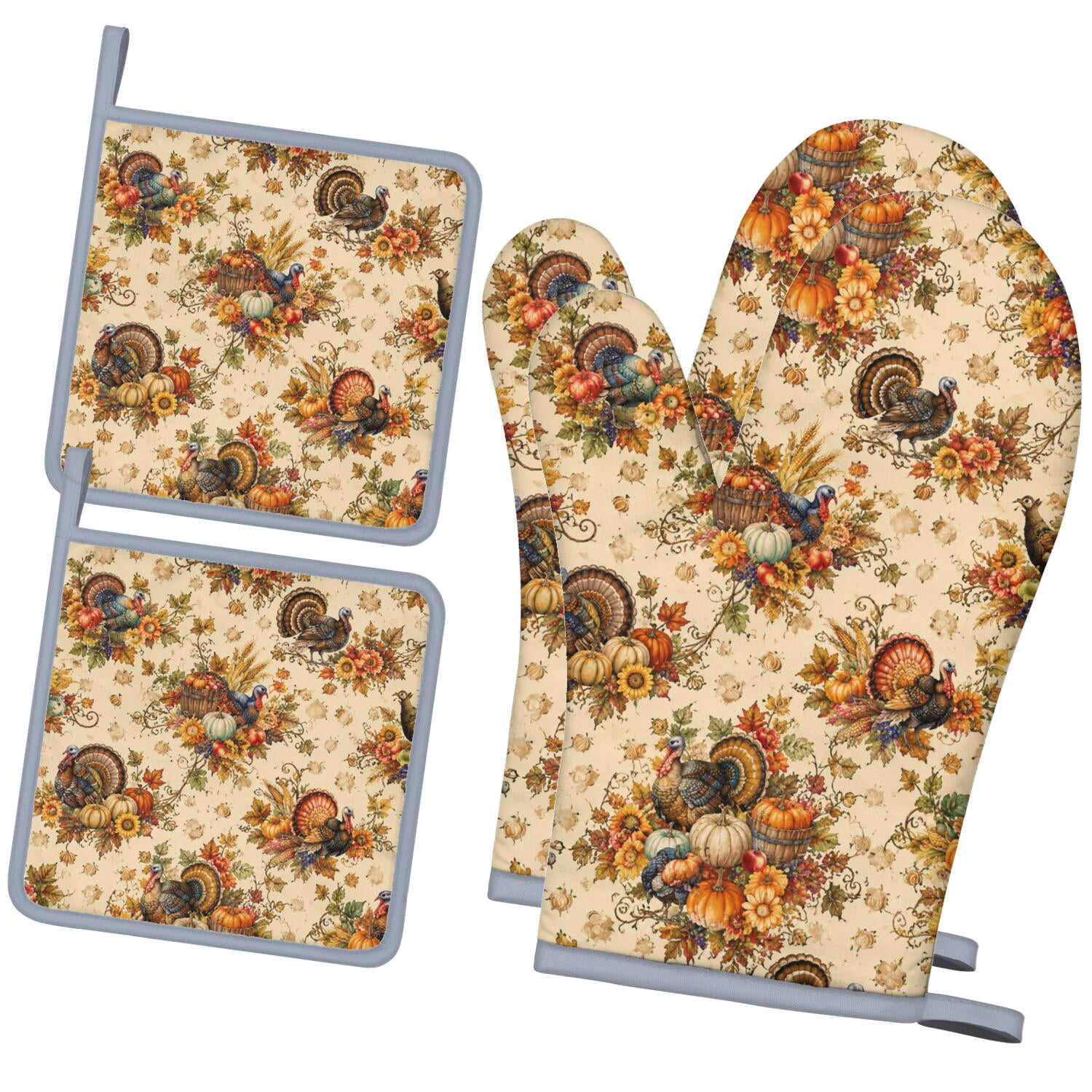 Cute Harvest Acorn Wreath Oven Mitts with Matching Potholders - Non ...