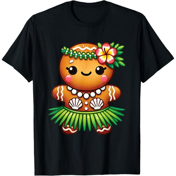Cute Hawaiian Gingerbread Hula Cookie Christmas adult Adults T-Shirt ...
