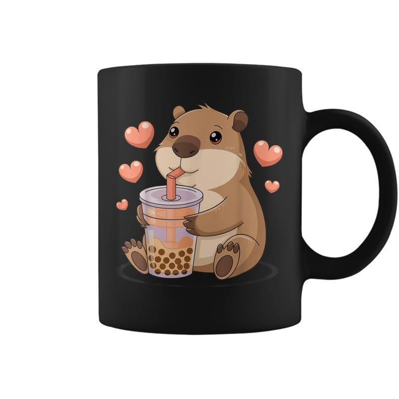 Cute Heart Capybara Kawaii Drinking Bubble Tea Lover Girls Coffee Mugs ...