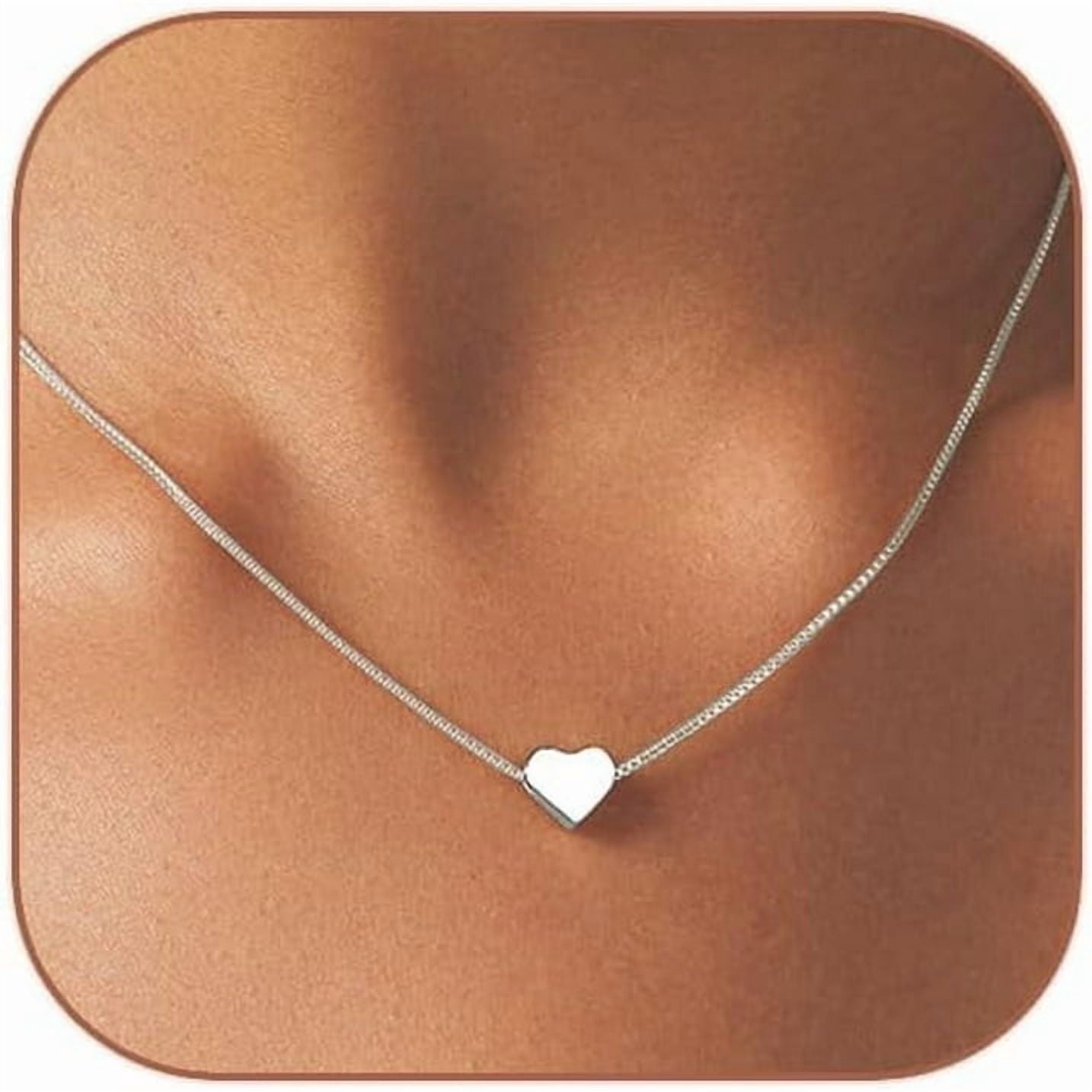 Cute Heart Necklace Dainty 18k Gold Plated Tiny Heart Pendant Choker ...