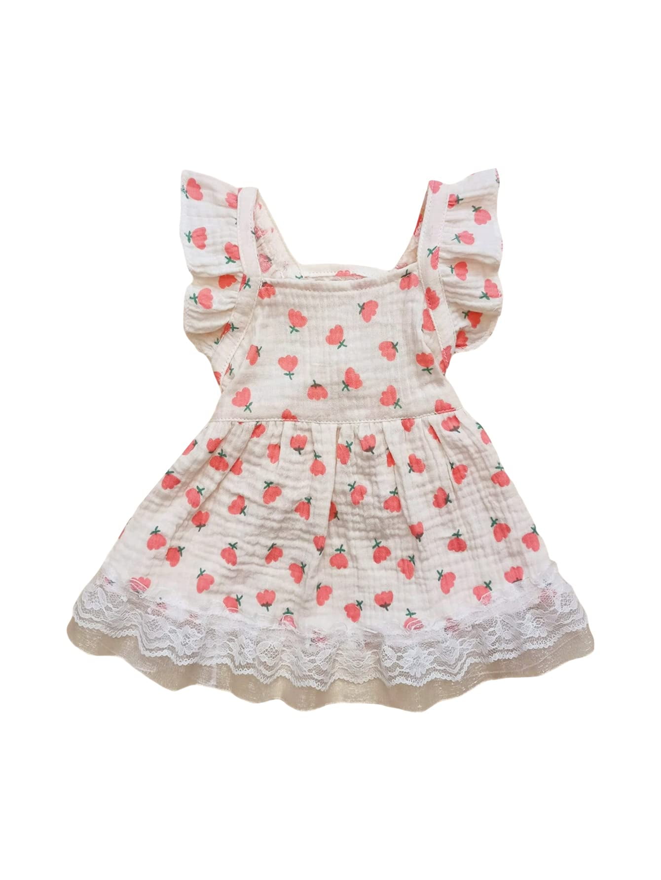 Cute Heart Pattern Dog Dress Ruffle Trim Princess Dress Cat Vest Dress ...