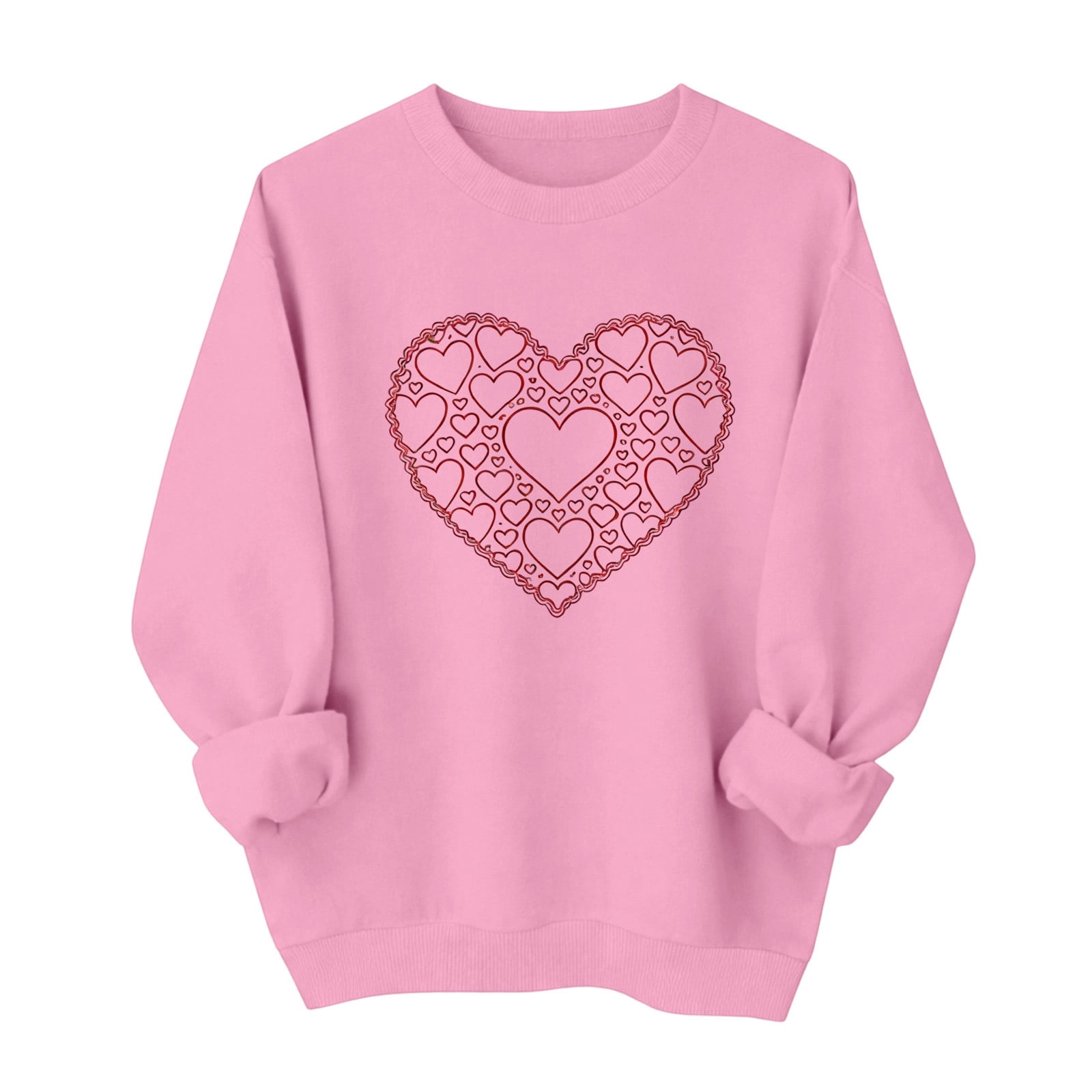 Cute Heart Print Pullover Hoodie Valentine's Gift Idea for Her ...