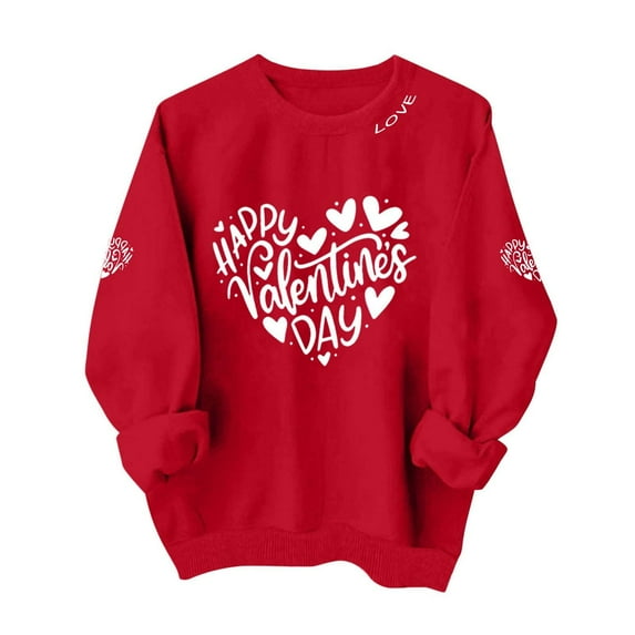 Cute Heart Print Pullover Hoodie Valentine's Gift Idea for Her ...