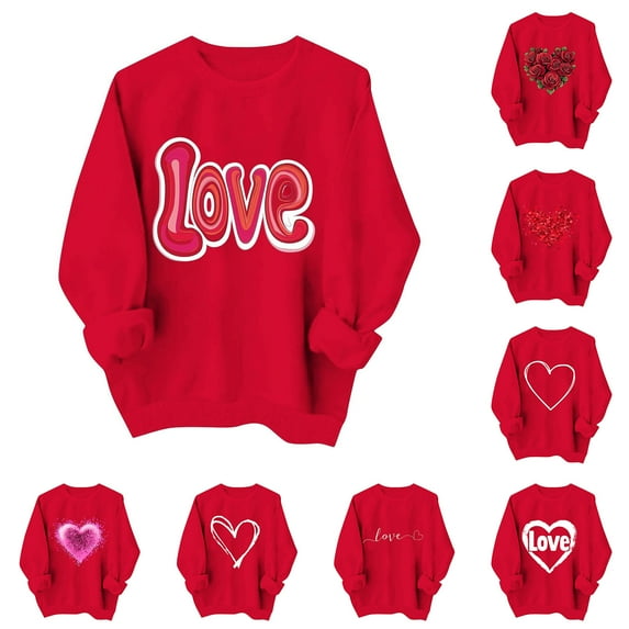 Cute Heart Print Pullover Hoodie Valentine's Gift Idea for Her ...