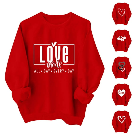 Cute Heart Print Pullover Hoodie Valentine's Gift Idea for Her White ...