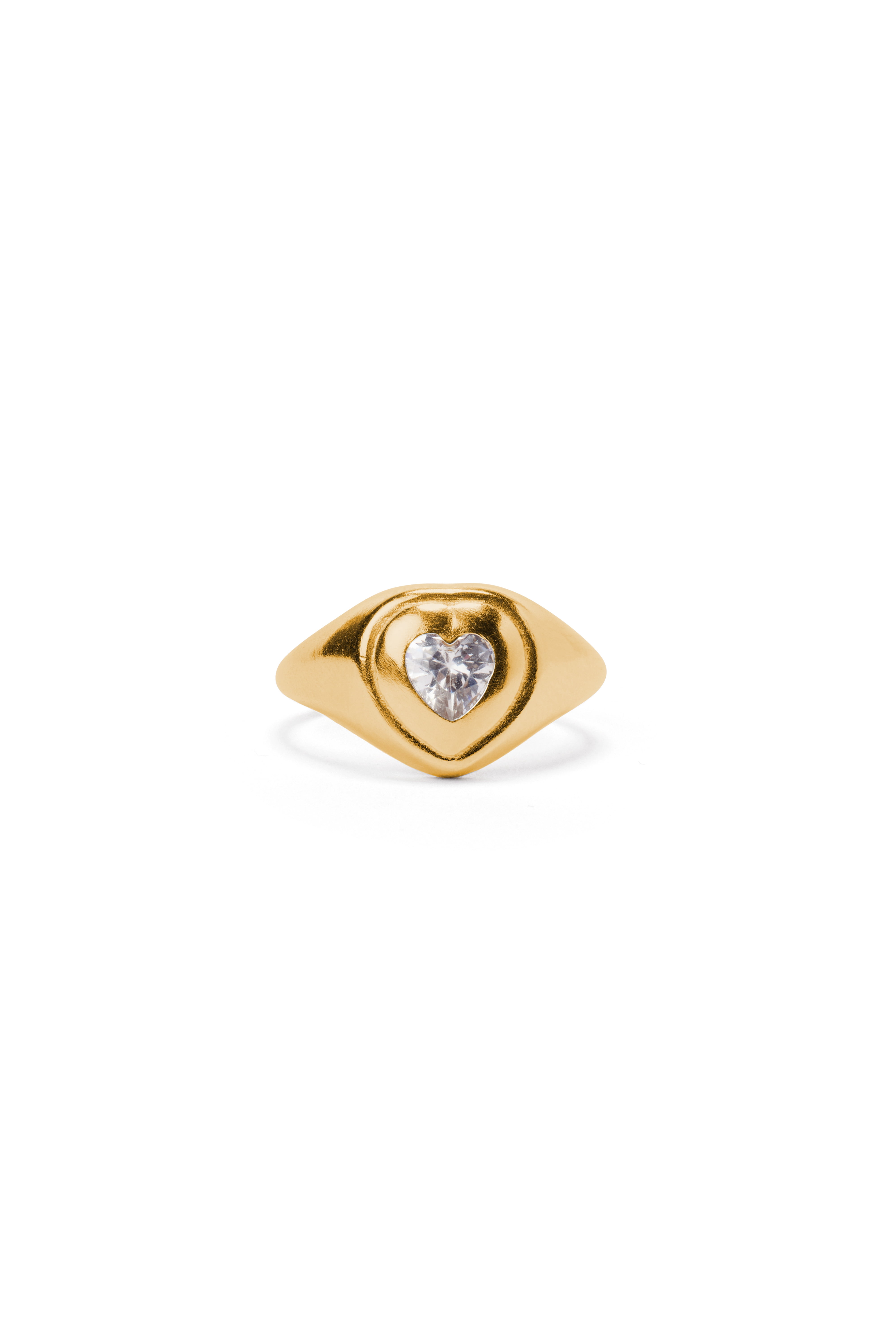 Bella by Thorne Cute Heart Signet Adult Ring, Gold/Clear- 7, (Unisex ...