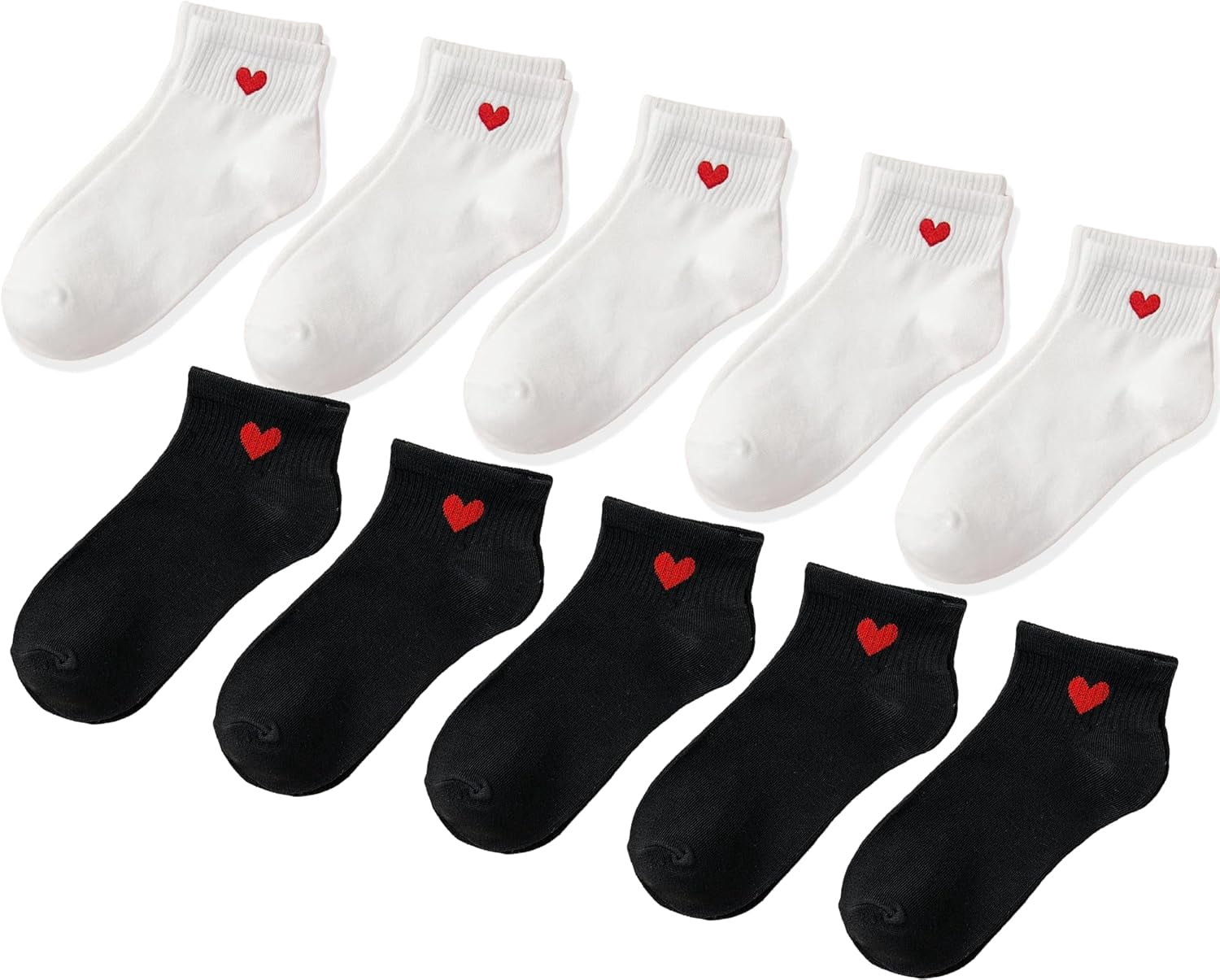 Cute Heart White Red Ankle Women Socks Frilly Fun Bear Pattern Long ...