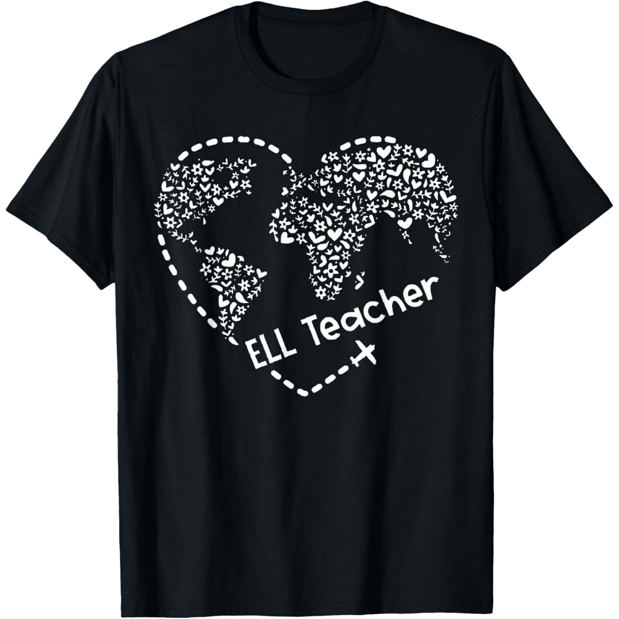 Cute Heart World Map ELL Teacher Unisex Short Sleeve Casual Graphic T ...