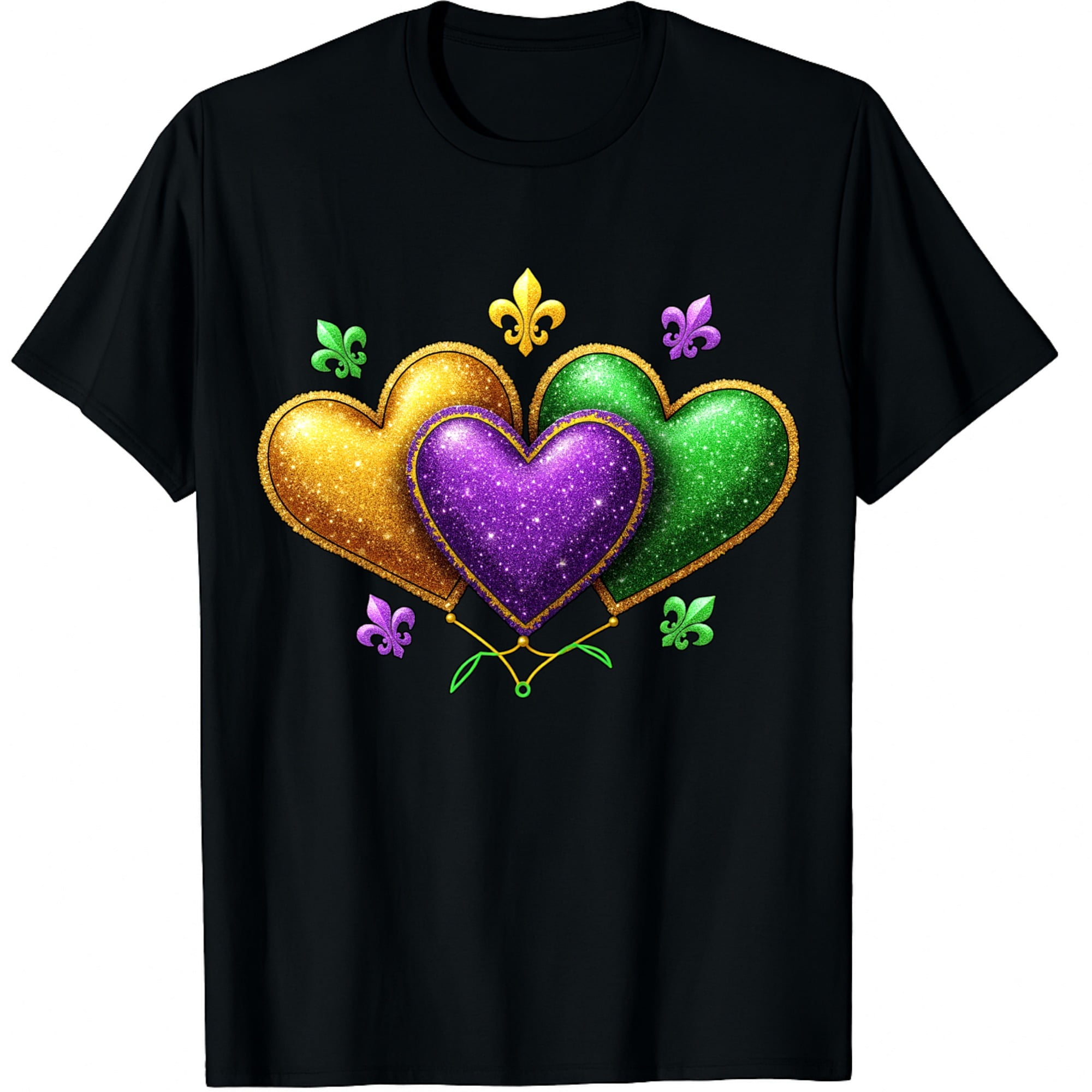 Cute Hearts Mardi Gras Carnival Outfit Graphic Crew Neck Short Sleeve T ...