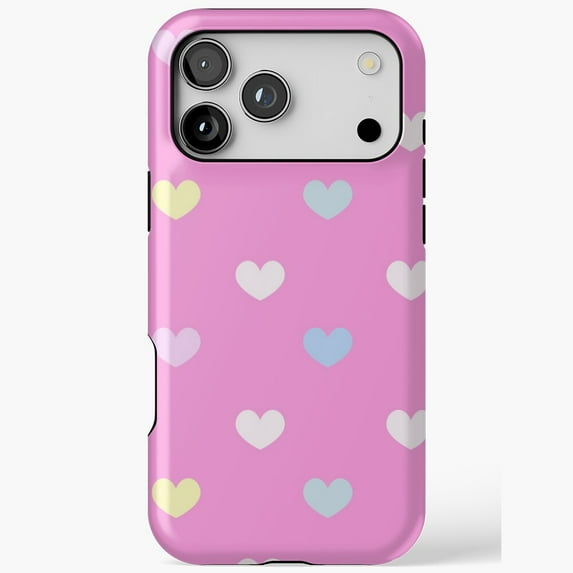 Cute Hearts Seamless Romantic Pattern iPhone Case 11 to 17 Pro Max ...