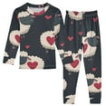 Cute Hearts Sheep Valentine Theme Cotton Pajama Set Long Sleeve Top and ...