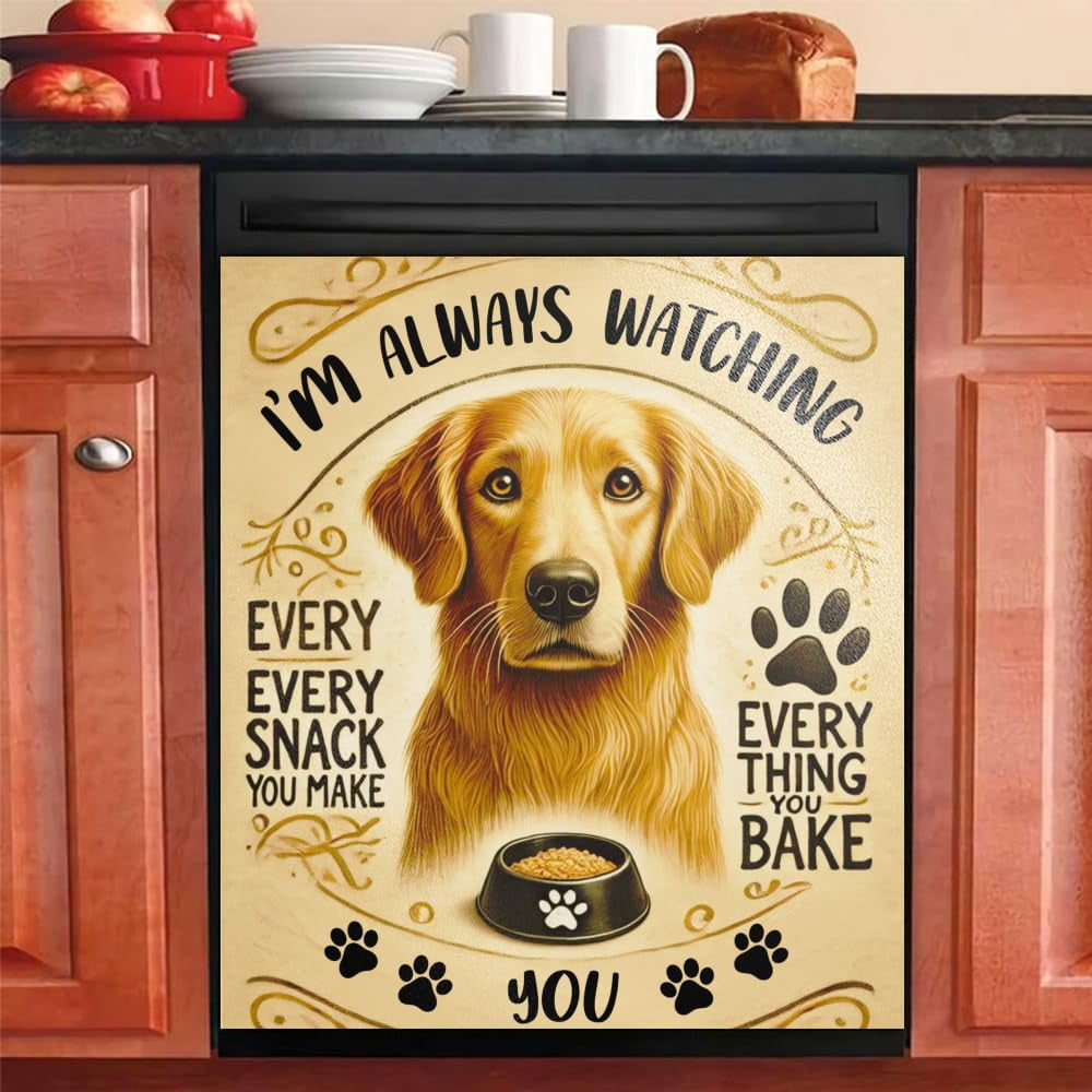 Cute Heartwarming Dog Theme Magnetic Dishwasher Cover – Decorative ...
