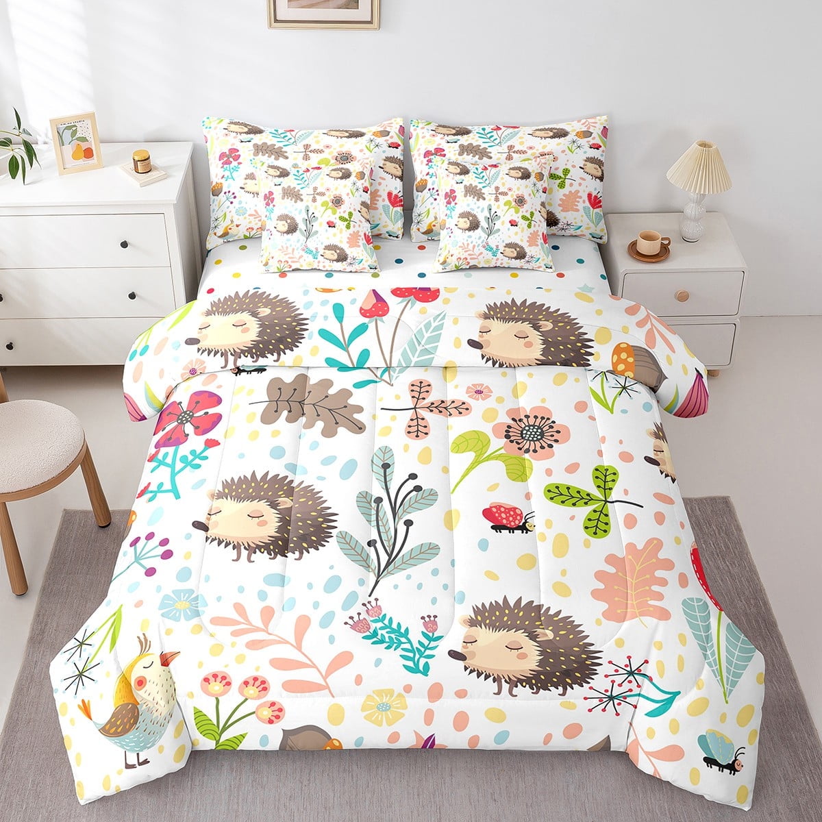 Cute Hedgehog Bed In A Bag With Sheets Cartoon Hedgehog Bedding Set ...