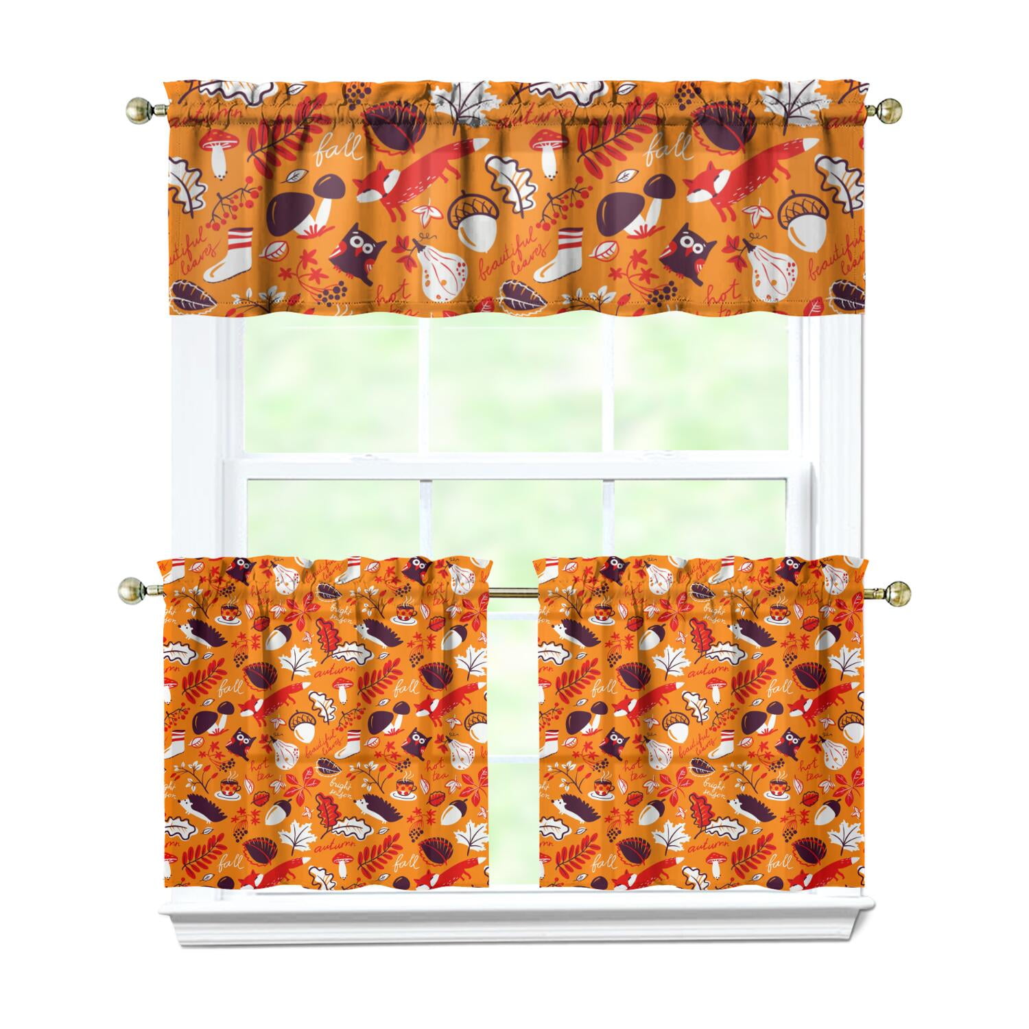 Cute Hedgehog Forest Kitchen Curtains – Kawaii Cartoon Watercolor Style ...