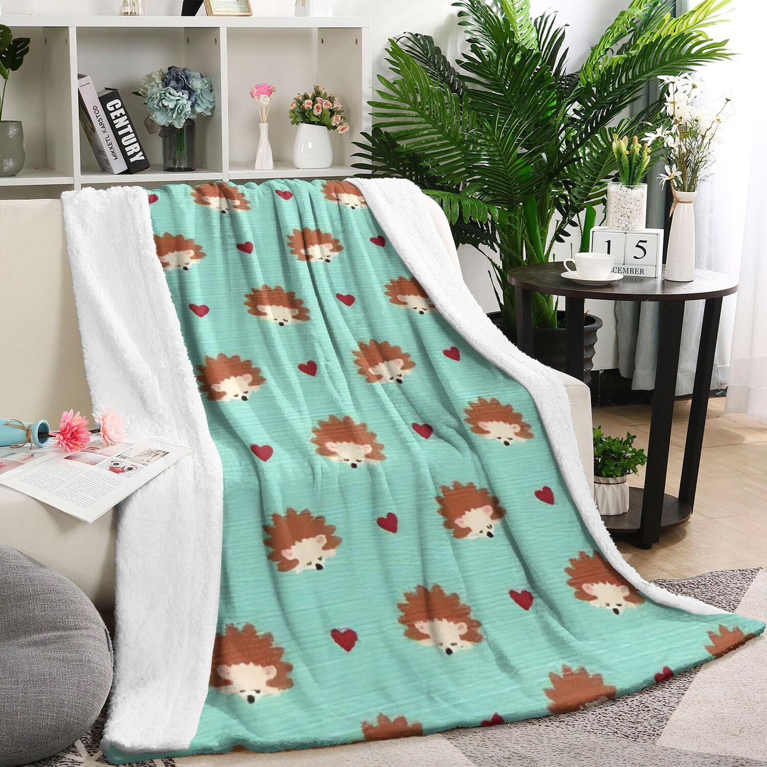 Cute Hedgehog and Love Blanket,Comfortable Soft Flannel Throw Blanket ...