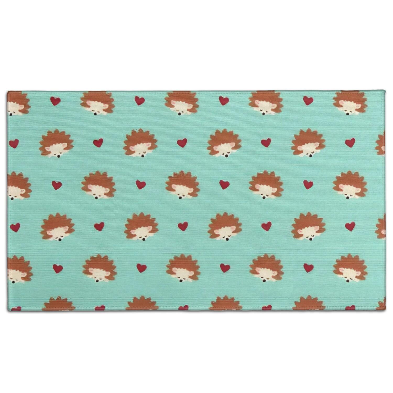 Cute Hedgehog and Love Door Rugs,Washable Non Slip Door Mats Indoor ...
