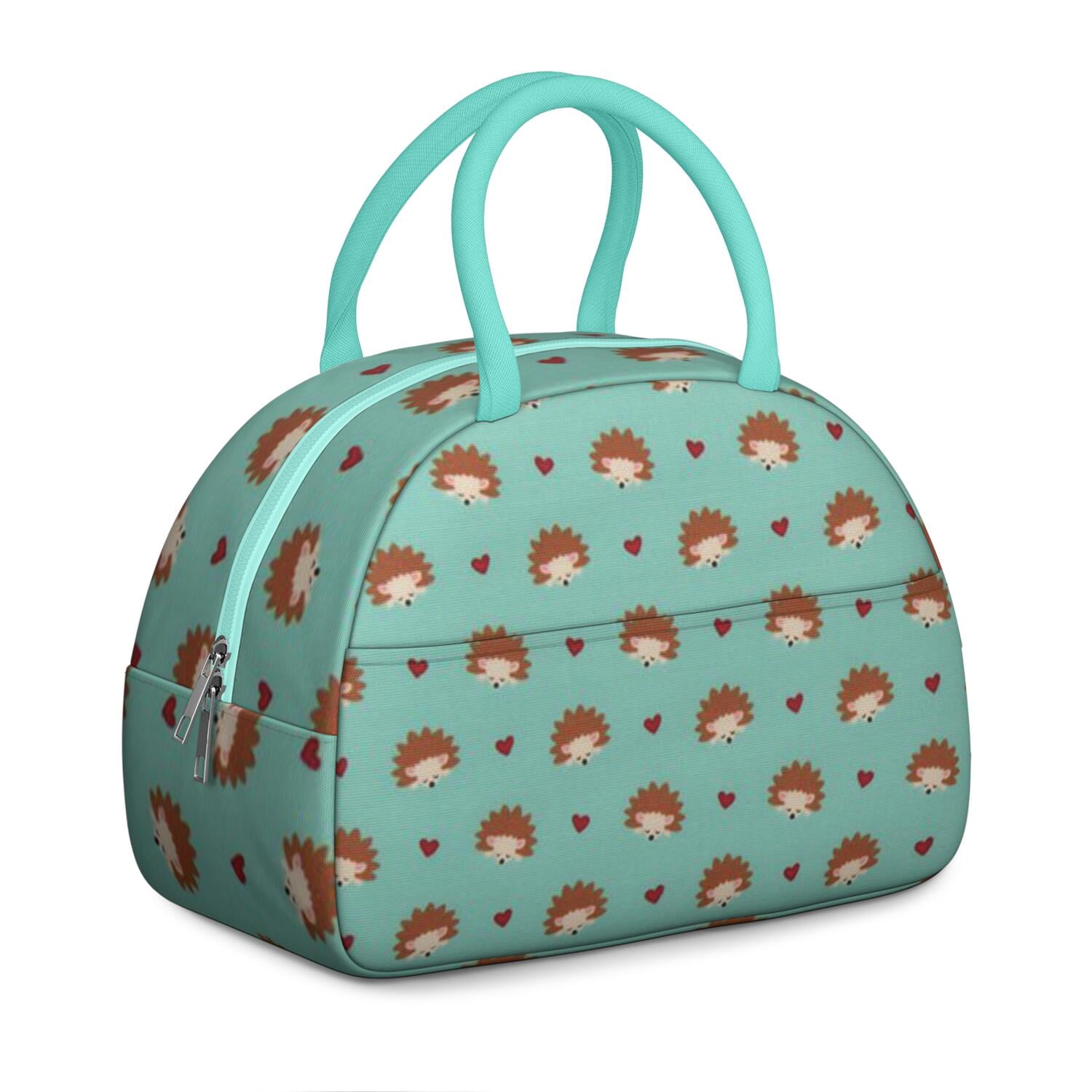 Cute Hedgehog Lunch Bag – Adorable Forest Cartoon Print with Floral and ...
