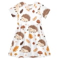 Cute Hedgehog Pattern Girls Short Sleeve Dress A Line Sun Protection ...